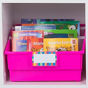 Really Good Stuff 4-Pack Single-Color Picture Book Classroom Library Bins with Dividers