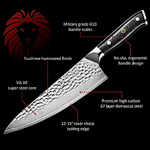YOKASHI Japanese Knife - Damascus Chef Knife 8-inch - Superior Edge Retention for Precise Chopping, Slicing & Dicing for Professional Chefs and Home Cooks in the Kitchen - Durable Steel