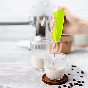 4Pcs Electric Milk Frother Handheld Mixer - Mini Kitchen Stainless Steel Milk Frother Electric Frother Handheld Battery Operated Coffee Maker - Egg Whisk Milk Foamer for Coffee Mini Frother for Coffee
