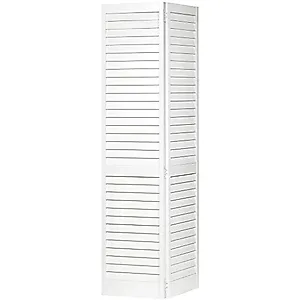 Closet Door, Bi-fold, Louver Louver Plantation Primed White (28X80)