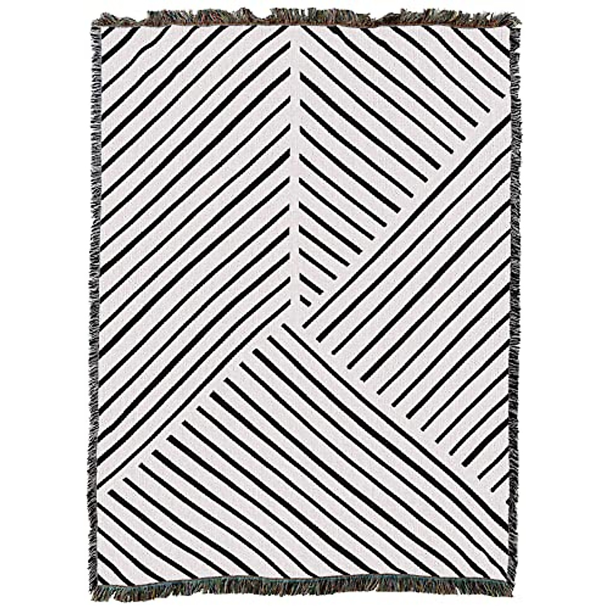 Pure Country Weavers Geometric Lines 1 Blanket by JJ Design House - Gift Tapestry Throw Woven from Cotton - Made in The USA (72x54)