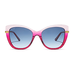 DIFF Harry Potter Hermione Granger 2.0 Square Sunglasses for Women UV400 Protection, Ombre Pink + Blue Bell Gradient
