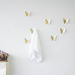 Z metnal Wall Hooks Decorative, Small Modern Gold Brass Hooks, Butterfly Bath Towel Hook, Coat Hat Hooks Robe Hooks for Entry Bedroom, Stainless Steel, Wall Mounted, 2 pcs