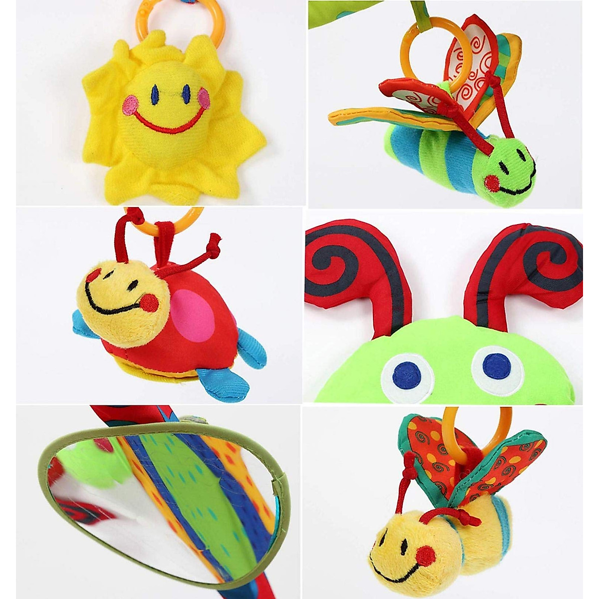 KUANDARM Baby Butterfly Pattern Play Mat with 8 Different Pendant Toys Infants Gym Activity Centre Fitness Frame for 1-18 Month