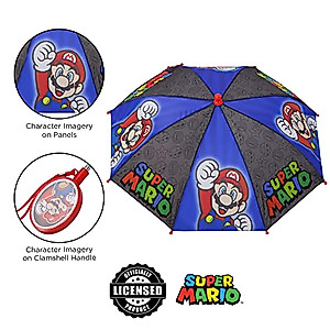 Nintendo boys Kids, Mario And Luigi Children's Rainwear, Ages 3-8 Umbrella, Grey/Blue, Age 3-6 US