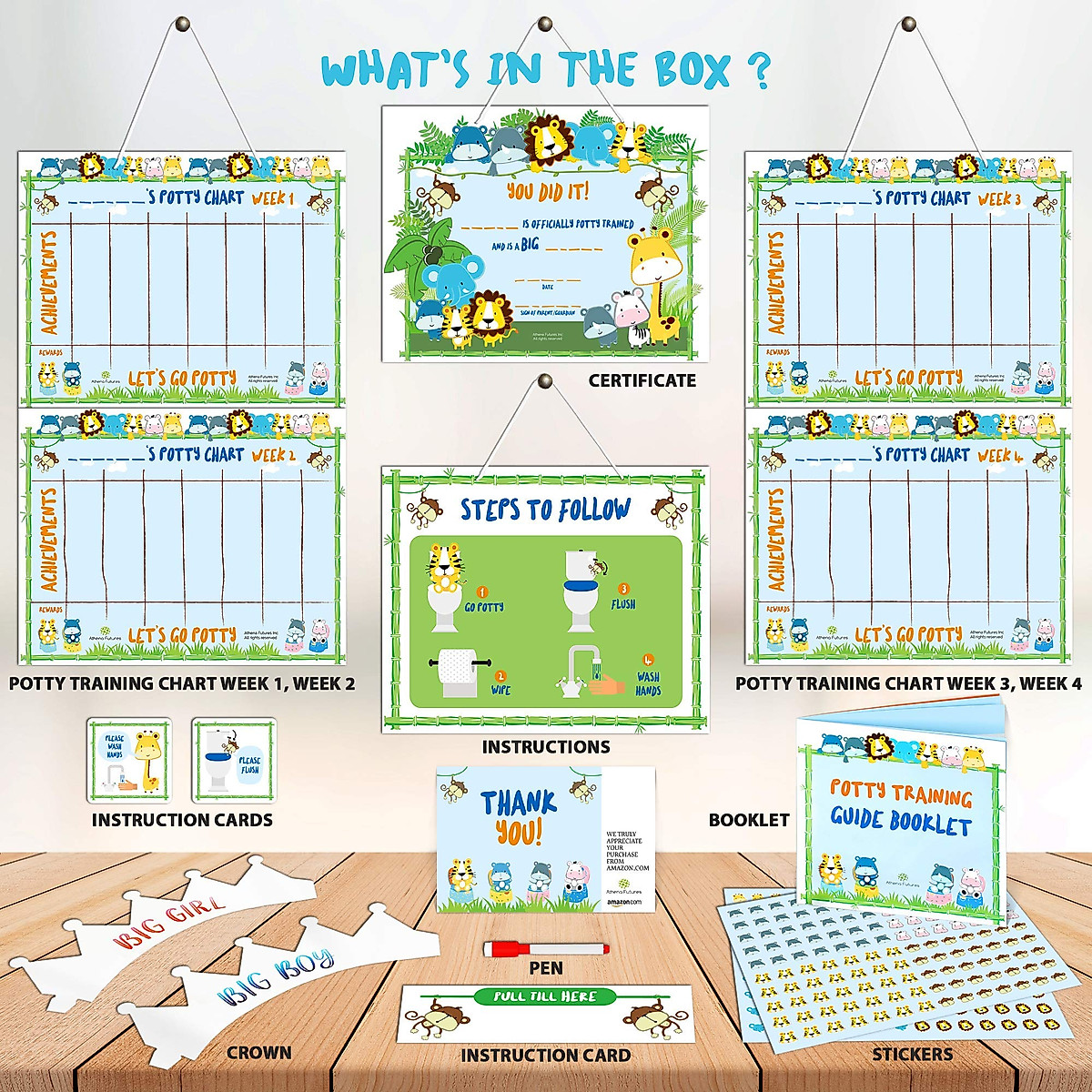 ATHENA FUTURES Potty Training Count Down Timer Watch with Lights and Music - Rechargeable, Dinosaur Yellow Band and Potty Training Chart for Toddlers - Fun Animal Design - Rewards - Sticker Chart