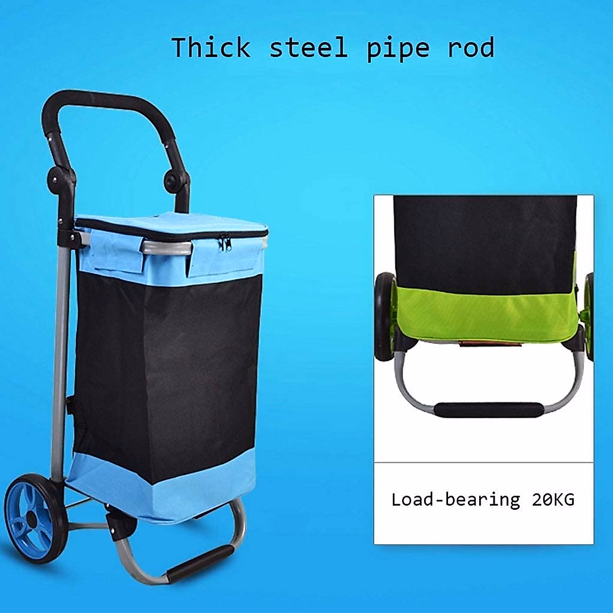 Shopping Trolley on Wheels Multi Function Shopping Cart 2-Wheel Collapsible Foldable Trolley Grocery Cart Shopper Luggage Cart Storage Hand Trucks,#1 ,