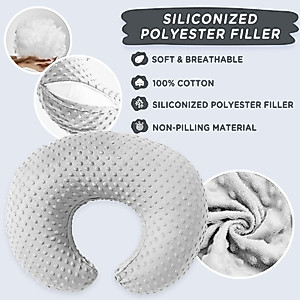 Ezencon Nursing Pillow and Positioner, Breastfeeding and Bottlefeeding Pillow, Breast Feeding Pillow with Removable and Washable Pillow Cover(Gray-Dot)