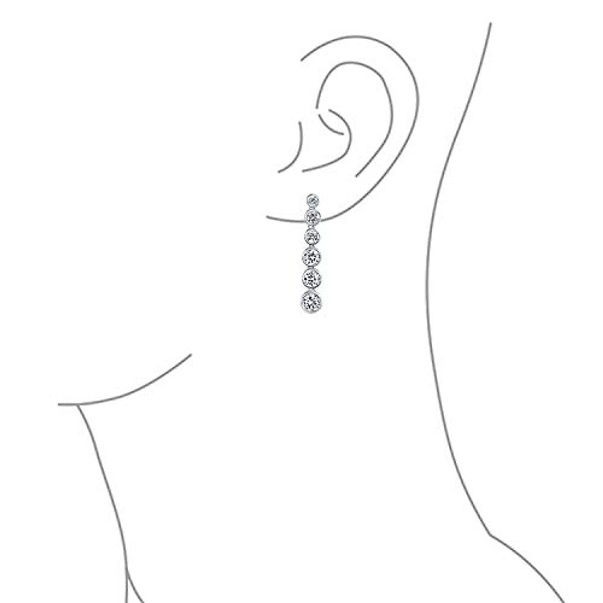 Elegant Bridal Sterling Silver AAA CZ Linear Drop Earrings With Geometric Bubble Design For Women Wedding, Prom Cubic Zirconia In A Bezel Set Round Shape.