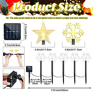 Christmas Light Stakes Set of 10 Christmas Snowflake Lights Outdoor Star Pathway Markers Solar Stakes Landscape Path Lights Christmas Lights Outdoor Decorations Holiday Party Yard Lawn Garden Decor