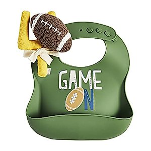 Football Silicone Bib and Rattle Rattle