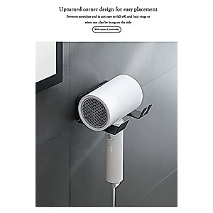 Kaishuoxinxin Wall Mounted Hair Dryer Holder for Bathroom,Self Adhesive Blow Dryer Holder,Adhesive Bathroom Hair Blow Dryer Rack Organizer Compatible with Dyson Supersonic Hair Dryers (Black)
