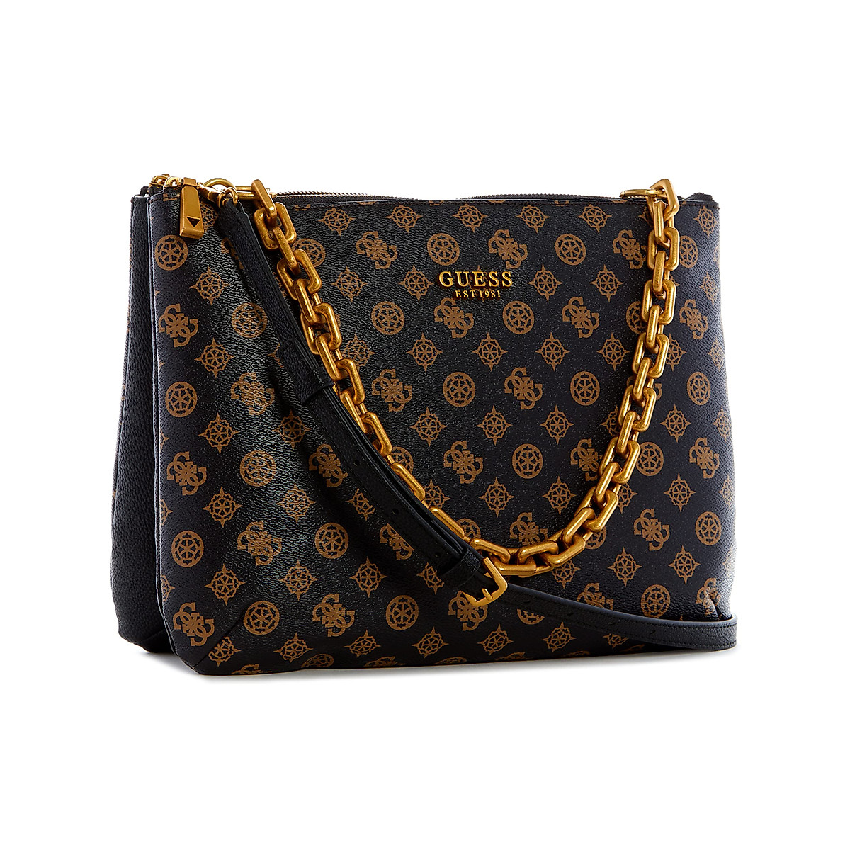 GUESS womens Turin Status Shoulder Bag, Mocha Logo, one size US