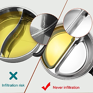 Shabu Shabu Pot, Yuanyang Pot, Weldless Pot with Steam Grill, 304 Stainless Steel Pot with Divider, Cookware with 2 Soup Ladles, 11.8 inch, 4.6 Quart, Not for Sale in China