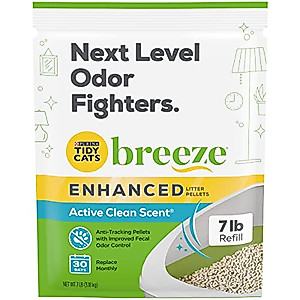 Purina Tidy Cats Non Clumping Cat Litter, Breeze Enhanced Pellets Multi Cat Litter - (4) 7 lb. Bags