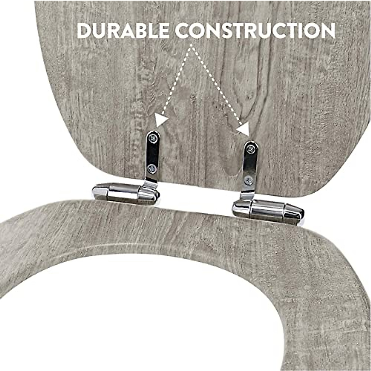 Ginsey Home+Solutions Distressed Grey Wood Round Toilet Seat 12015