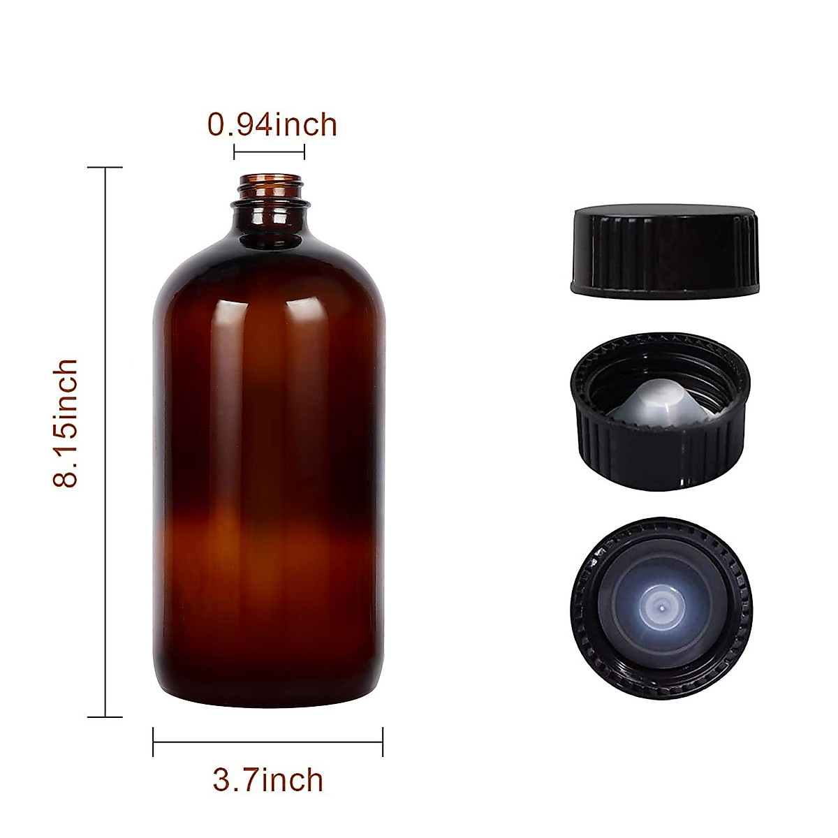 STARSIDE 2 Pack - 1 Liter 32 oz Amber Glass Boston Round Bottles with Air Tight Seal Phenolic Poly Cone Caps. Perfect Glass Containers for Secondary Fermentation,Storing Kombucha,Brewing and Juicing.