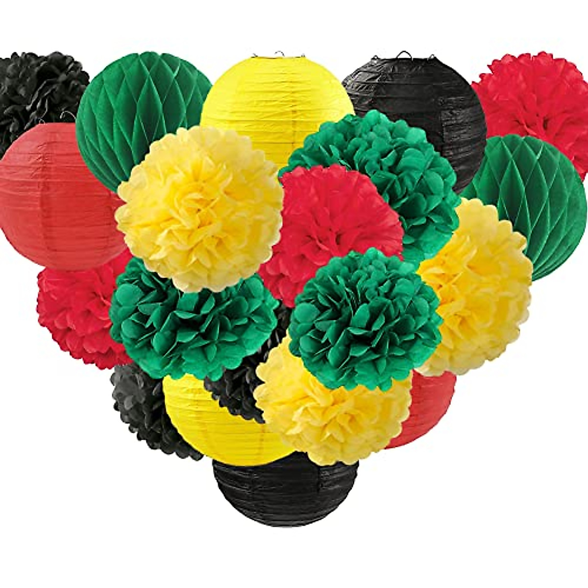 Black History Month Decorations Black History Month Celebration Decorations Black Red Green Yellow Tissue Pom Poms Lanterns Honeycomb Balls African American Juneteenth Decorations by HappyField