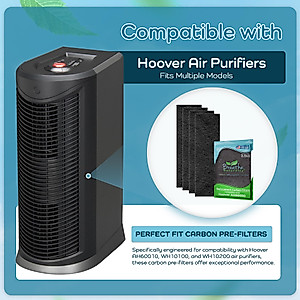 Breathe Naturally - Extra Thick Carbon Filter Replacement Compatible with Hoover Air Purifiers - Carbon Pre-filters Compatible with Hoover AH60010, wh10100 and wh10200 - Made in the USA (4 pack)