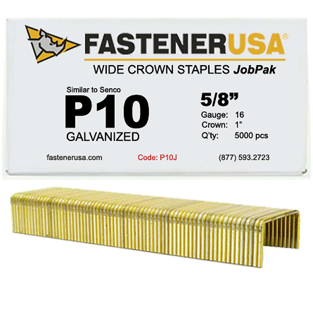 5/8" Leg x 1" Crown 16GA GALV P10 Staples 5,000ct | P10J