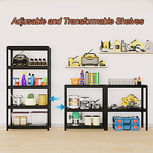 iDEKAI 3 Tier Steel Storage Shelves, Garage Shelving, Heavy Duty Adjustable Garage Shelves, Utility Rack, Shelving Units for Storage, Kitchen, Warehouse,Pantry, Closet, 35.5H 35.5W'' x 15.8" D, Black