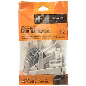 Prince Lionheart Spring Loaded Drawer and Cabinet Latch, 10 Count
