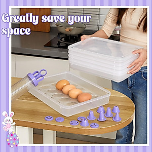 Maxcheck 6 Pack 144 Count Deviled Egg Containers with Lid and 3 Set Deviled Egg Injector Piping Tool Clear Plastic Organizer for Refrigerator Stackable Dispenser Carrier Tray for Easter Thanksgiving