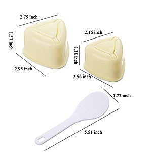 DIMVKA 2 Pack Onigiri Sushi Maker Mold Triangle Sushi Press (Large & Small), Non Stick Sushi Rice Making Kit with 1 Pack Small Rice Paddle