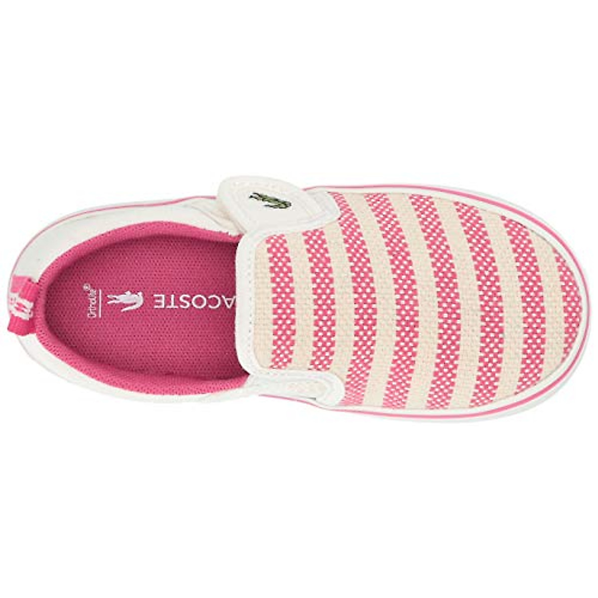 Lacoste Girl's GAZON Shoe, off white/dark pink, 6. Medium US Toddler