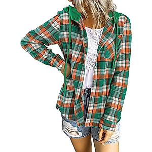 MOKINGTOP Flannel Women Shacket Plaid Print Long Sleeve Lapel Long Jackets Cardigan CoatFlannel Shacket Women,