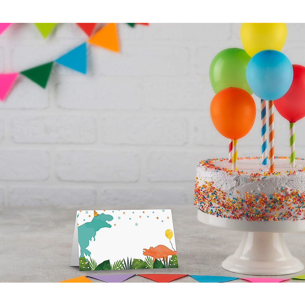 Table Place Card, Dinosaur Themed Tent Style Cards, Pack of 25 Half-Fold Reception Place Card, Green Blue Dino Food Labels, Perfect for Baby Shower, Dinosaur Birthday Party C07
