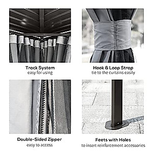 Outsunny 10' x 12' Hardtop Gazebo Canopy with Galvanized Steel Double Roof, Aluminum Frame, Permanent Pavilion Outdoor Gazebo with Netting and Curtains for Patio, Garden, Backyard, Gray