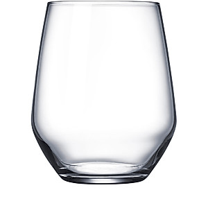 Circleware Basic Stemless White-Red Wine Drinking Glasses, Set of 4, 16 ounce, Limited Edition Glassware