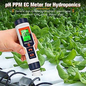 Pool Salt Tester pH Meter ORAPXI Salinity Meter and pH Tester PPM EC Meter with LCD Screen 5 in 1- Salt pH TDS EC Meter for Saltwater Pool, Hot Tubs, Spas, Aquarium, Hydroponics System, Home Brew