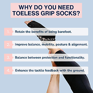 Tucketts Flow Toeless Non-Slip Grip Socks - Anti Skid Yoga, Barre, Pilates, Home & Leisure, Pedicure - S/M - 1 pair Mauve Pique