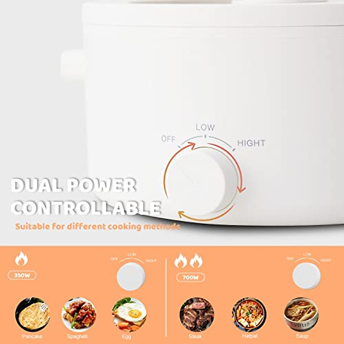 Olayks 3L Electric Pot for Cooking, Ceramic Glaze Non-Stick Shabu Shabu Pot Electric with Adjustable Power Control for Shabu Shabu, Noodles, Sauté, Soup, Steak, Stir Fry, Eggs