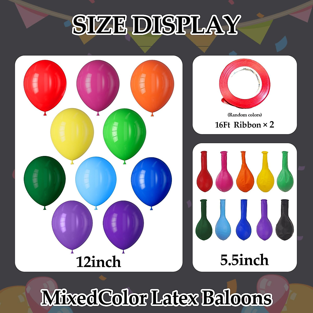 DECOCKRAT Assorted Latex Balloons Kit - 120PCS Party Balloons, 12'' Helium Balloon Set with Ribbon, Perfect for DIY, Birthday, Baby Shower, Wedding, Anniversary & Holiday Decoration