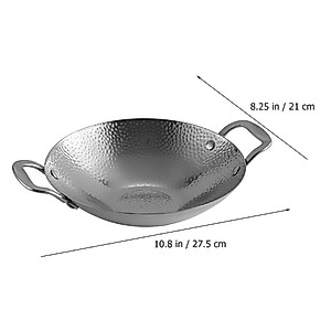 Hemoton Alcohol Pot Cooking Pot Small Stockpot Metal Grilling Wok Cast Iron Wok Omelet Sauce Pan Non Stick Wok Pan Steel Wok Grilling Pan Pasta Pots Chinese Work Spain Stainless Steel