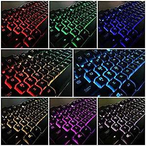 Lumsburry RGB LED Backlit Gaming Keyboard with Anti-ghosting, Light up Keys Multimedia Control, USB Wired Waterproof Metal Keyboard for PC Games Office (Cool Black)