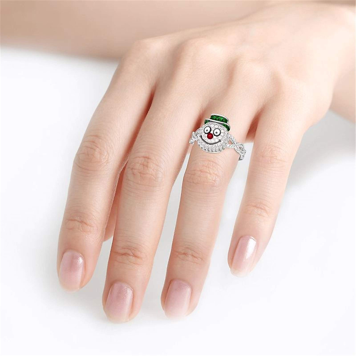 Jeulia "Merry Christmas Snowman Design Sterling Silver Ring Gift for Women & Girls Love Party Jewelry Valentine's Day X-mas Women's Day (7)