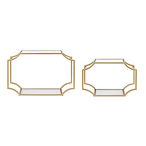 Kate and Laurel Ciel Modern Horizontal Shelves, Set of 2, Gold, Decorative Glam Wall Decor for Storage and Display
