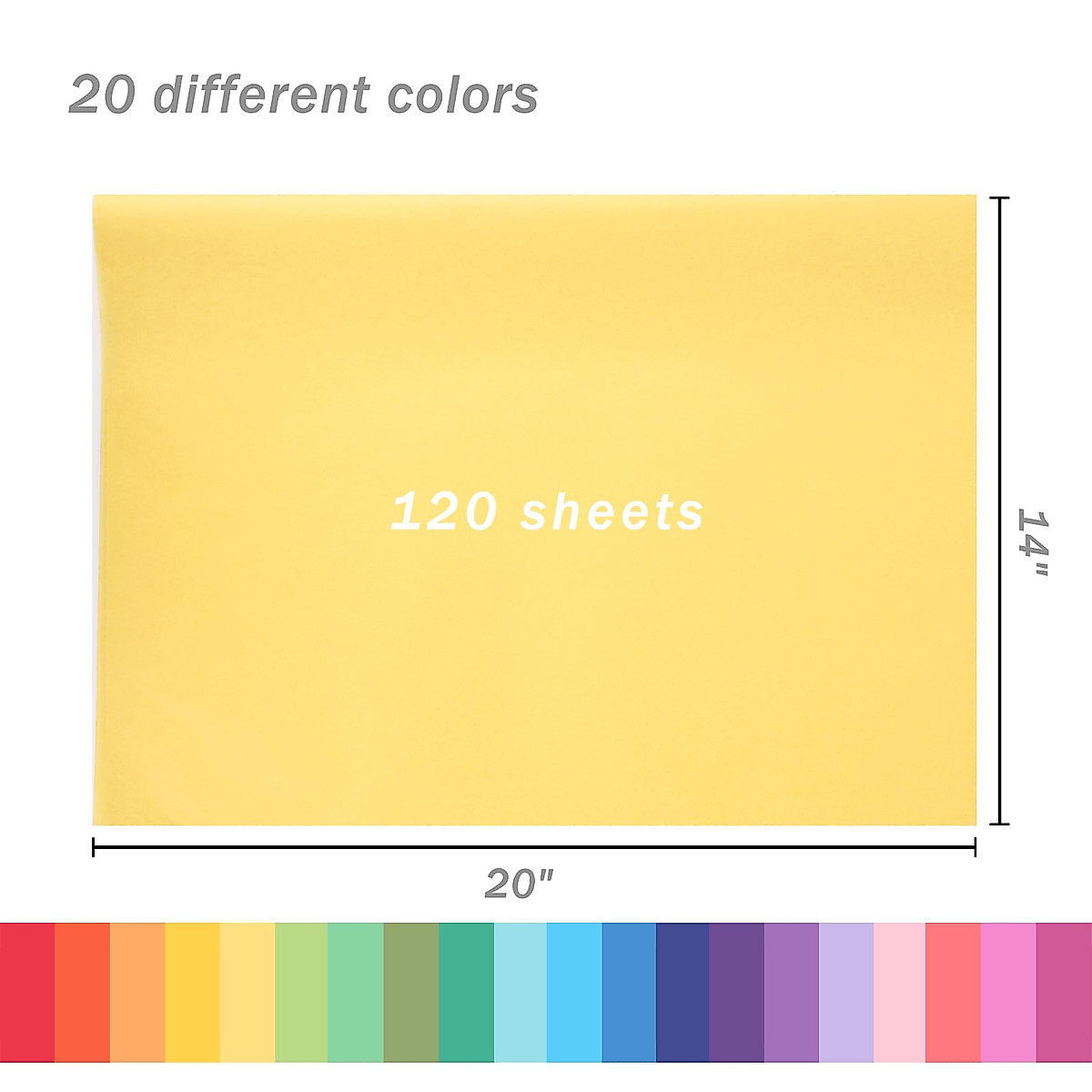 3 otters 120 Sheets Tissue Paper for Gift Bags, Colorful Gift Wrapping Tissue Paper 20x14 Inch Art Craft Paper for Wedding Birthday Party 20 Assorted Colors