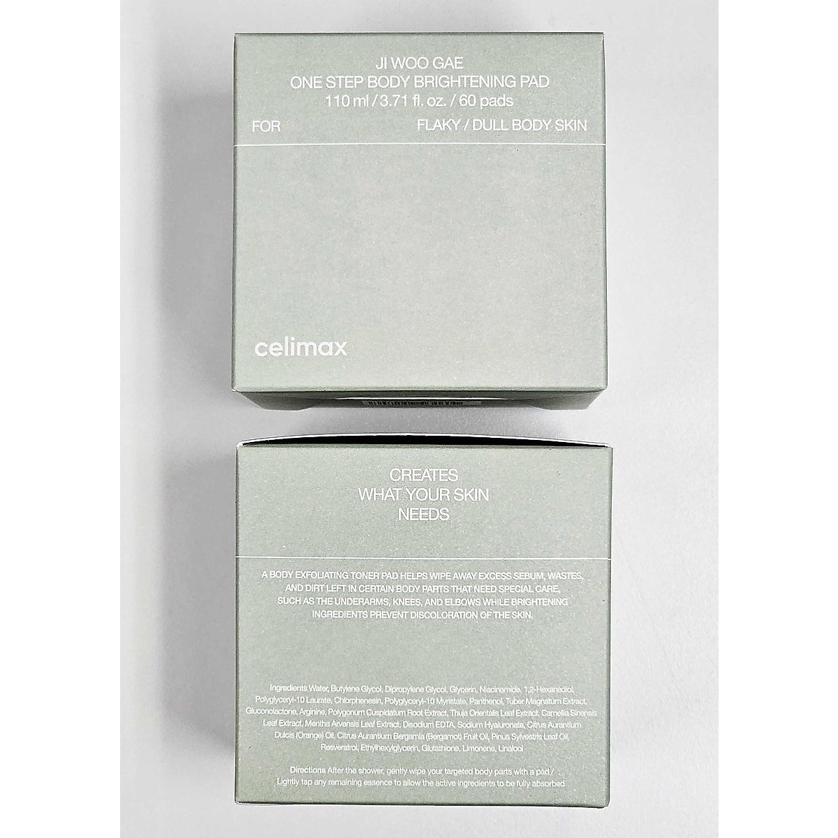 celimax Ji.Woo.Gae ONE STEP Body Brightening Pad | Exfoliating Pad for Body, For Armpit Under Arm, Knee & Elbow, with Green Tea & White Truffle,110ml (60 pads)