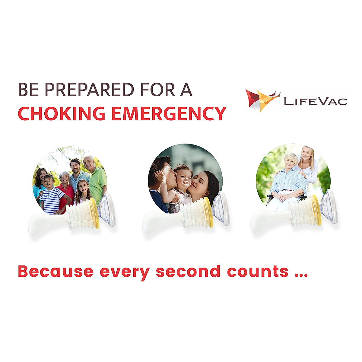 LifeVac Choking Rescue Device for Kids and Adults | Portable Airway Assist & First Aid Choking Device | Yellow Travel Kit