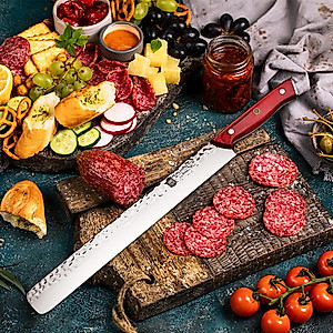 VG10 Slicing Knife, 12 inch Japanese Carving Knife Ultra Sharp Forged High Carbon Stainless Steel Long Brisket Knife For Meat Cutting BBQ Full Tang Kitchen Knives Ergonomic Handle Gift Box