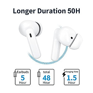 BONKON Bluetooth Earbuds, Wireless Headphones IPX7 Waterproof Wireless Bluetooth with Microphone Charging Case 48H Playtime, Pop-ups Auto Pairing Hi-Fi Stereo Sound Headset for Android/iOS (White)