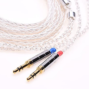 GAGACOCC 1.2Meter (4FT) 2X 3.5mm 8 Cores 5N Crystal Silver Plated Headphones Upgrade Cable for Hifiman Ananda Arya HE1000se HE4XX HE400SE Denon AH-D9200 AH-D7200 AH-D7100