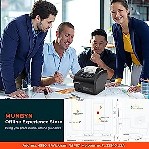 MUNBYN Bluetooth 5.0 POS Printer P047, 80mm Receipt Printer, Direct Thermal Printer with USB Serial Ethernet, Bluetooth, Android Windows PC