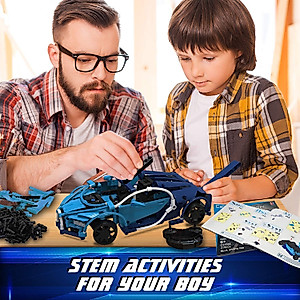 Toti Royal Stem Building Toys for Boys Age 8-12- 419PCS Stem Remote Control Car Building Kit for Kids & Adult - Model Car Kits to Build for Kids 9-12 Great Remote Control Toy Gift for Your Kids (Blue)