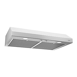 Broan-NuTone BCSD124WW Glacier Range Hood with Light, Exhaust Fan for Under Cabinet, White, 24-inch